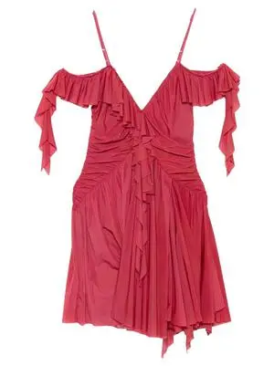 ANIYE BY Ruffled V-neck Mini Dress - Red