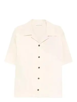 YES LONDON Camp-collar Short-sleeve Shirt - Neutrals