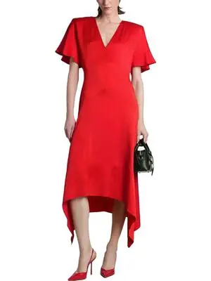 Stella McCartney V-neck Asymmetric Dress - Red
