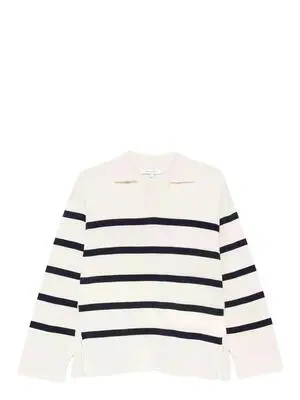 Maison Kitsuné Striped Open-collar Sweater - Neutrals