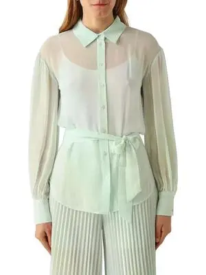 TWINSET Sheer Self-tie Blouse - Green