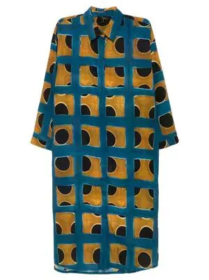 YAVI Geometric-pattern Midi Dress - Blue