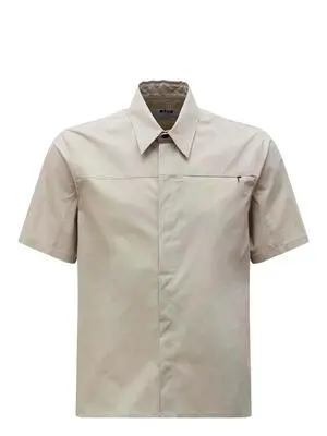 MSGM Zip-pocket Logo-print Cotton Shirt - Grey