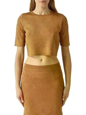 TWINSET Pointelle-knit Damask-pattern Skirt - Brown