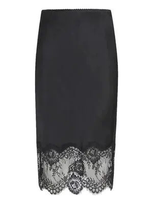HERSKIND Lace-trim Floral Midi Skirt - Black