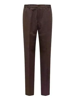 Tagliatore Seersucker-textured Pleated Trousers - Brown