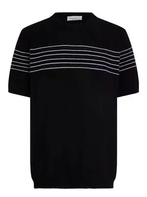ROBERTO COLLINA Stripe-pattern Short-sleeve T-shirt - Black