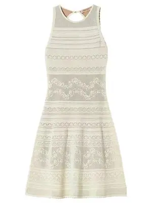 TWINSET Sleeveless Floral Motif Mini Dress - Neutrals