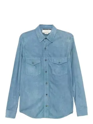 Jacob Cohen Suede Button-up Overshirt - Blue