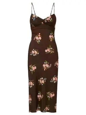 Veronica Beard Floral-print Midi Dress - Brown