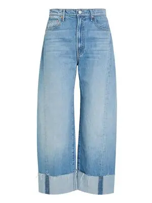 MOTHER The Half-pipe Ankle Turn-up Barrel-leg Jeans - Blue