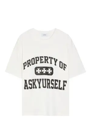ASKYURSELF Printed Distressed Cotton T-shirt - White