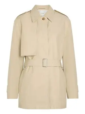VINCE Belted Cotton-Blend Poplin Trench Jacket