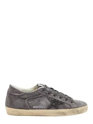 GOLDEN GOOSE Super-star Glittered Suede Sneakers - Grey