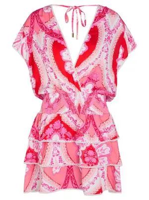 Melissa Odabash Printed Woven Mini Dress - Pink