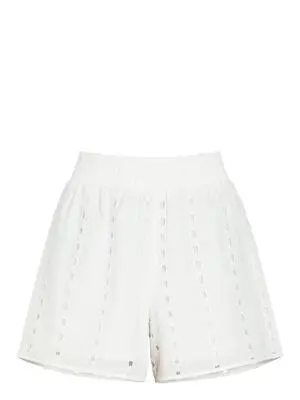 ANINE BING Kam Embroidered Cotton Shorts - White