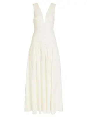 Shona Joy Campbell Gathered Cotton-blend Maxi Dress - Ivory