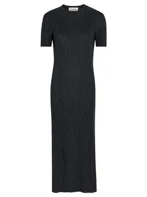 LISA YANG Isabela Ribbed Cotton And Cashmere-Blend Midi Dress Grey