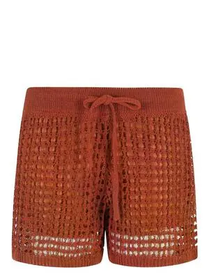 ROBERTO COLLINA Open-knit Drawstring Shorts - Brown