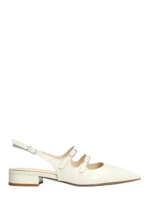 ANNA F. Patent-finish Slingback Flat Pumps - Neutrals