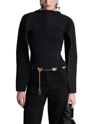 Cult Gaia Alka Cape-overlay Blouse - Black