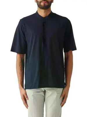 Herno Band-collar Button-up T-shirt - Blue