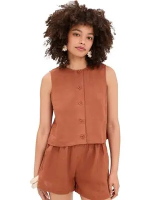APIECE APART Godet Linen Tank