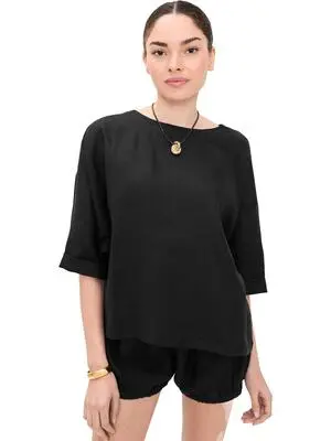 Suzie Kondi Saria Linen Top - Black