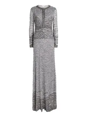 RAISHMA Embellished Eloise Jacket And Maxi Skirt Set - Silver