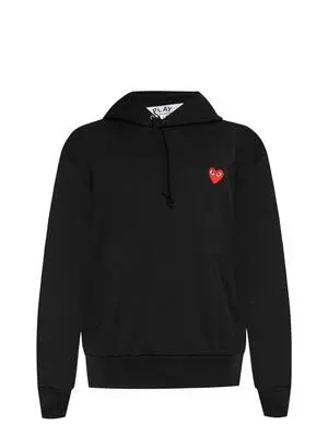 Play Comme Des Garcon Hoodie With Heart Logo - Black