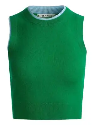 Alice + Olivia Araceli Two-tone Top - Green