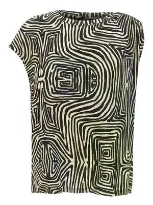 ELENA MIRÒ Abstract-pattern Gathered T-shirt - Neutrals