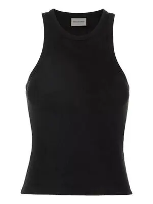 Balenciaga Ribbed-knit Racer-back Top - Black