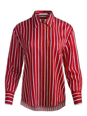 Alice + Olivia Dimitra Striped Oversized Shirt - Red