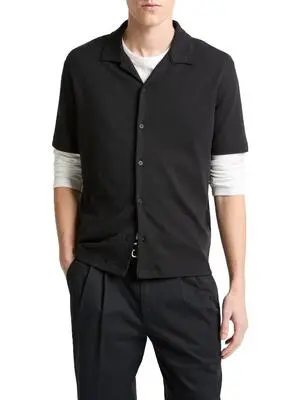 Vince Mesh Knit Camp Shirt - Black