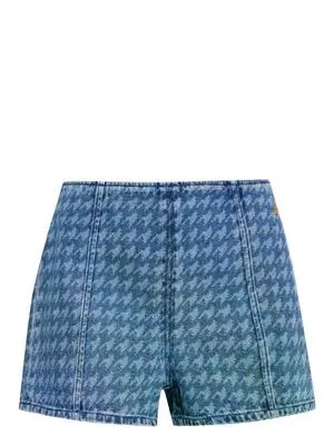 Perfect Moment Houndstooth Denim Shorts - Blue