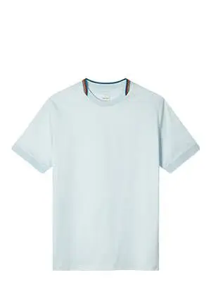 Paul Smith Sky 'signature Stripe' Collar T-shirt - Blue