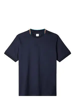 Paul Smith Navy 'signature Stripe' Collar T-shirt - Blue