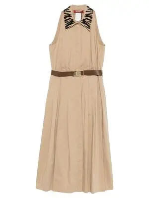 Max Mara Cotton Blend Midi Dress - Beige
