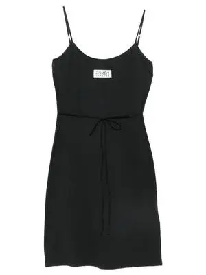 MAISON MARGIELA Spaghetti Strap Logo Patch Mini Dress - Black