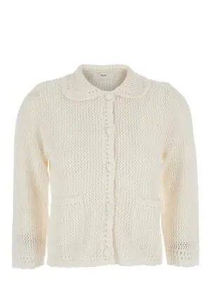 DUNST Linen And Cotton Blend Cardigan White