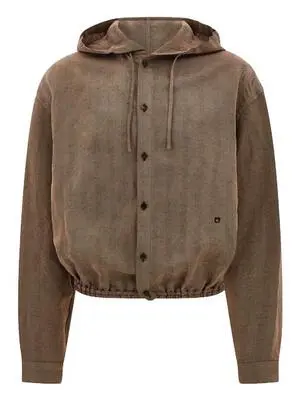 FERRAGAMO Hooded Linen-blend Blouson - Red