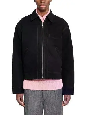 StÜssy Contrast-stitch Collared Jacket - Black