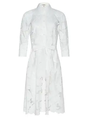 L'Agence May Eyelet Shirt Dress - Ivory