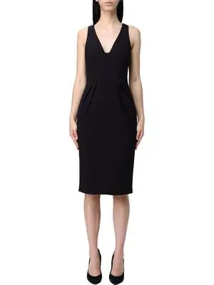 Elisabetta Franchi V-neck Sleeveless Midi Dress - Black