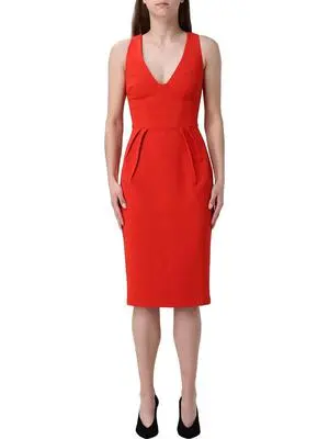 Elisabetta Franchi V-neck Sleeveless Midi Dress - Red