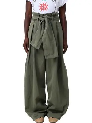 Balmain Wide-leg Cotton And Linen Blend Trousers - Green