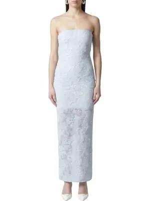 ROTATE BY BIRGER CHRISTENSEN Rotate Strapless Embellished Maxi Dress Sky Blue
