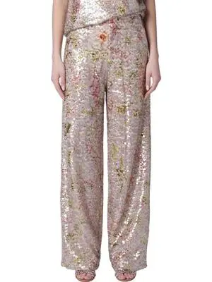 Alberta Ferretti Wide Leg Sequined Floral Trousers - Multicolor