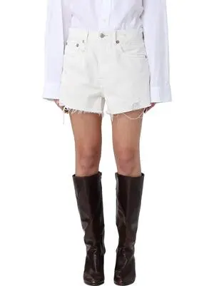 R13 Distressed Denim Shorts - White